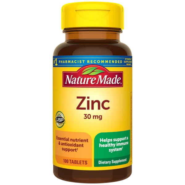 Zinc 30mg, Nature Made, 100 Tabletas - Vitamin Colombia